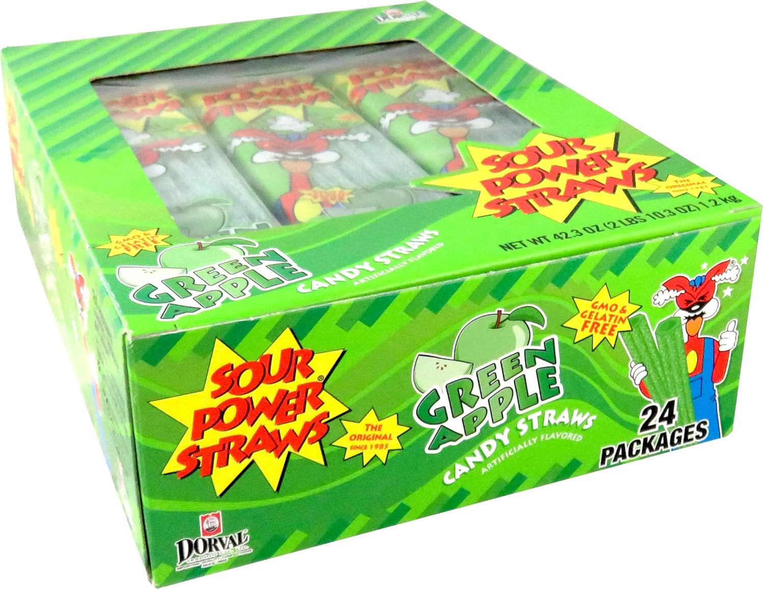 Sour Power Green Apple Straws 24 ct. — Sugar Bear Candy